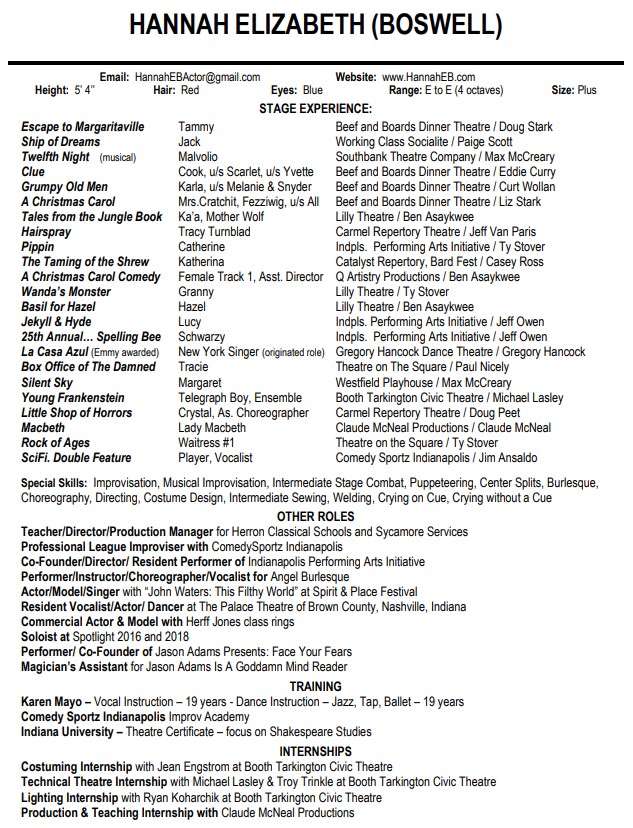 Resume - Hannah Elizabeth Boswell